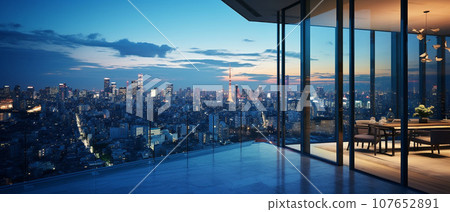 Night view of the city seen from the upper... - Stock Illustration ...