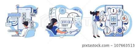 Application testing metaphor. Vector... - Stock Illustration [107663513 ...