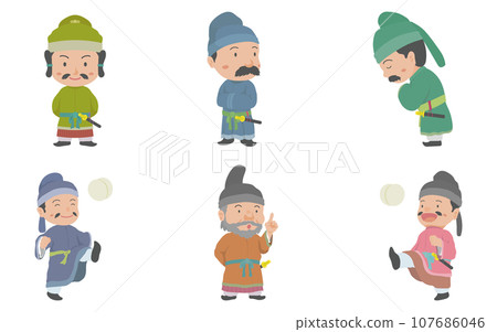 Ancient Japanese nobility illustration set - Stock Illustration ...