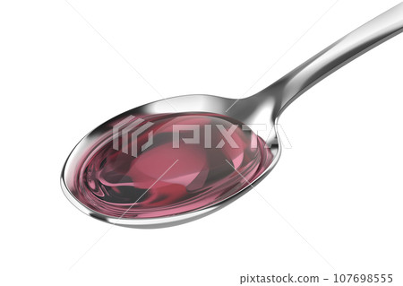 Pink cough syrup in silver spoon - Stock Illustration [107698555] - PIXTA
