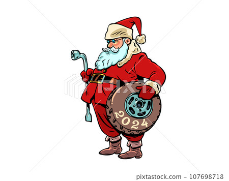 Repairing A Car Clip Art Santa Santa Claus Sled Cartoon Illustration