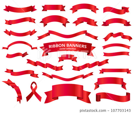 Set of red ribbons - Stock Illustration [107703143] - PIXTA