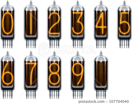A set of Nixie tubes, parts that display... - Stock Illustration ...