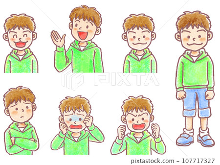 Crayon drawing style people_Elementary school... - Stock Illustration ...