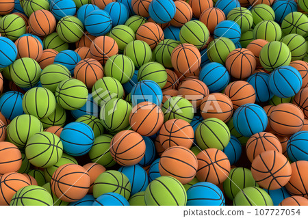Many of flying multicolor basketball ball...-插圖素材 [107727054] - PIXTA圖庫