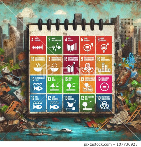 Image of SDGs collapsing, an unsustainable future - Stock Illustration ...