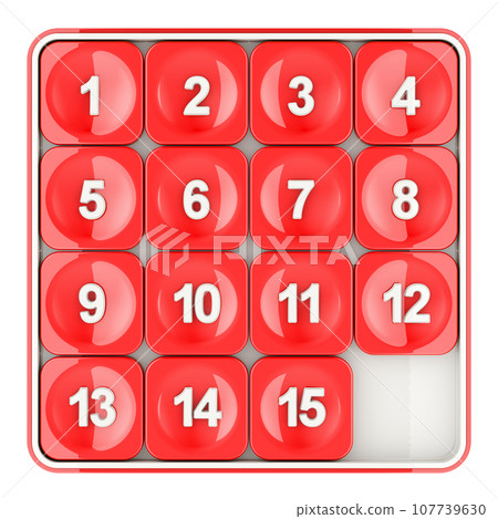 Game of fifteen, 15-puzzle. 3D rendering - Stock Illustration ...