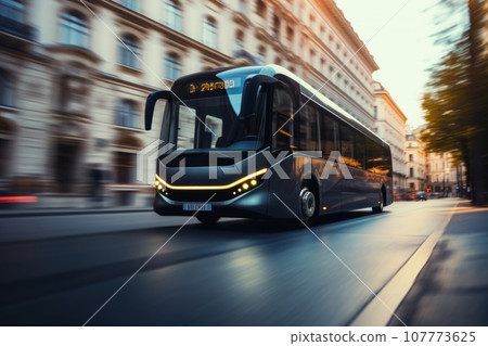Electric bus at city street. Modern public... - Stock Illustration ...