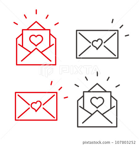 Cute heart mark email icon set - Stock Illustration [107803252] - PIXTA