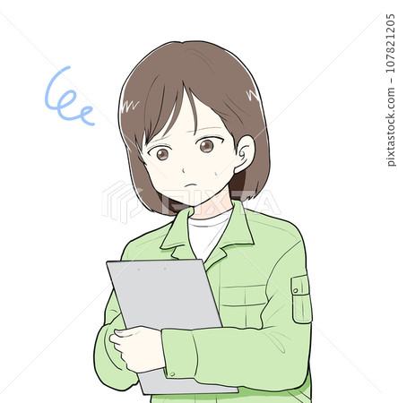 Puzzled female worker checking - Stock Illustration [107821205] - PIXTA