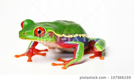 Red-eyed tree frog white background background... - Stock Illustration ...