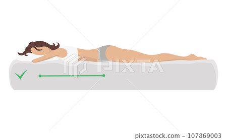 Correct sleeping body posture. Healthy sleeping... - Stock Illustration ...