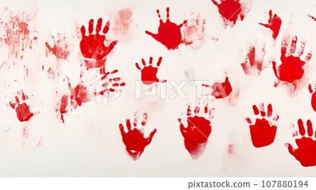 Many red handprint art background "AI generated... - Stock Illustration ...