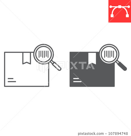 Tracking Parcel line and glyph icon, magnifier... - Stock Illustration ...