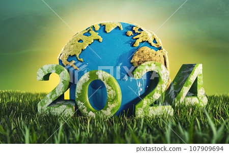 2024 green earth theme - Stock Illustration [107909694] - PIXTA