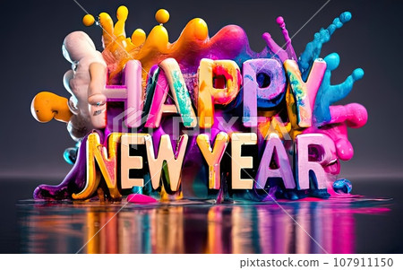 Happy New Year text theme - Stock Illustration [107911150] - PIXTA