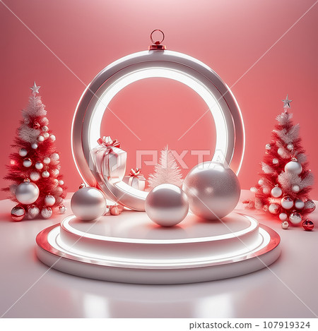 Circular neon rings and white ornaments on the... - Stock Illustration ...