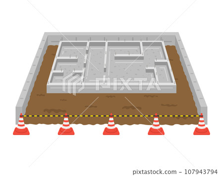 Illustration of foundation construction of a house - Stock Illustration ...