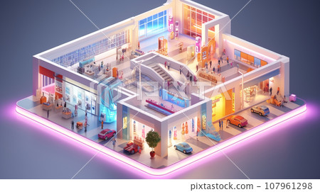 3D of the shopping mall. Business concept.... - Stock Illustration ...