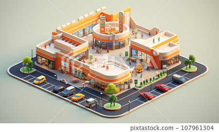 3D of the shopping mall. Business concept.... - Stock Illustration ...