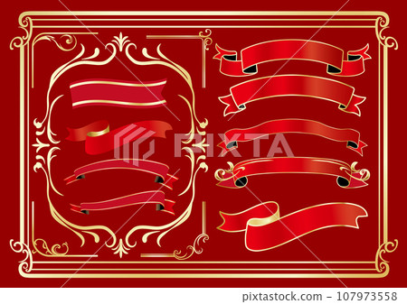 Luxurious ribbon and decorative border set - Stock Illustration ...