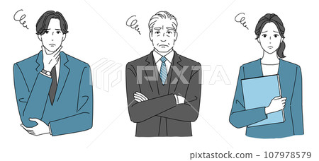 Set of 3 troubled and worried business people - Stock Illustration ...