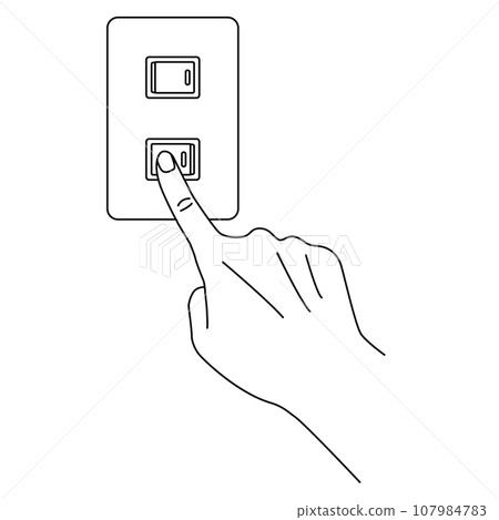 Press the switch/Line drawing - Stock Illustration [107984783] - PIXTA