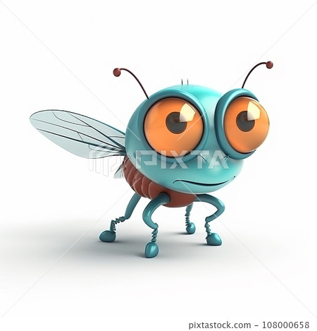 Fly, funny cute cartoon insects 3d illustration... - Stock Illustration ...