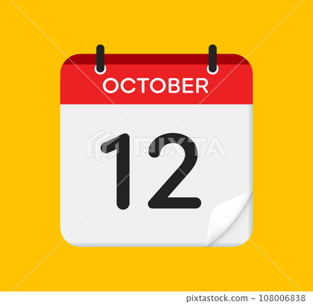 October 12. Calendar date. A leaf of the flip... - Stock Illustration ...