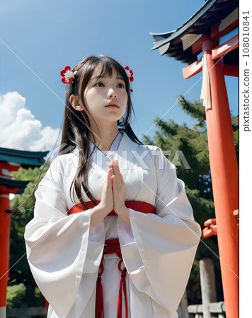 AI image: Young woman wearing a shrine maiden... - Stock Illustration ...