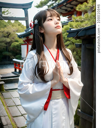 AI image: Young woman wearing a shrine maiden... - Stock Illustration ...