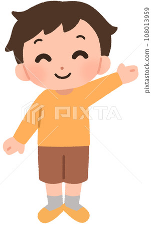 Boy raising one hand - Stock Illustration [108013959] - PIXTA