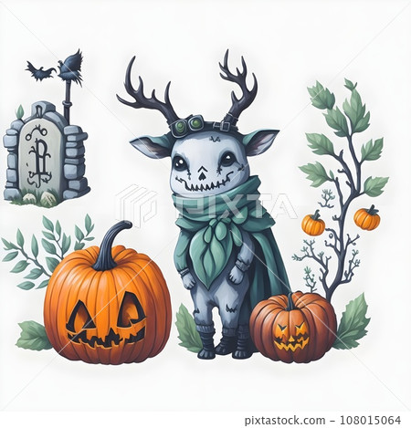 Halloween monster with Jack o lantern on white. - Stock Illustration ...