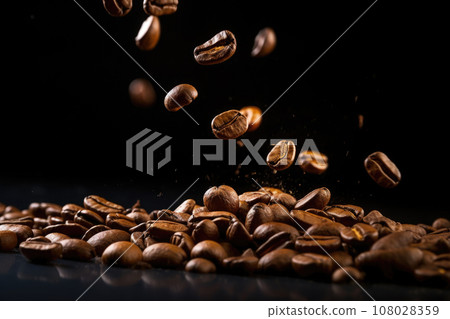 Coffee beans on dark background. Generative AI - Stock Illustration ...