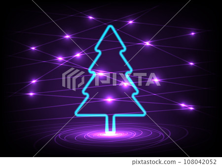 Blue light christmas tree purple neon vortex... - Stock Illustration ...