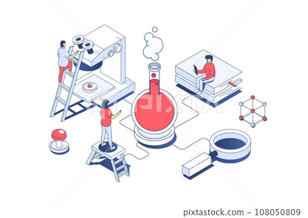 Science laboratory concept in 3d isometric... - Stock Illustration ...
