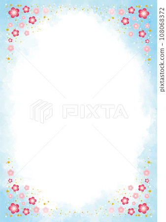Light blue watercolor frame decorated with dark... - Stock Illustration ...