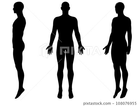 Full body frontal, sideways and diagonal... - Stock Illustration ...