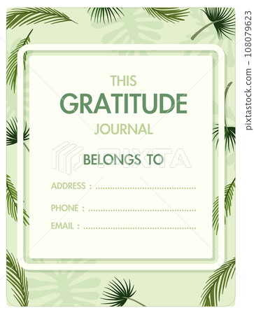 Gratitude Journal with Tropical Palm Leaves - Stock Illustration ...
