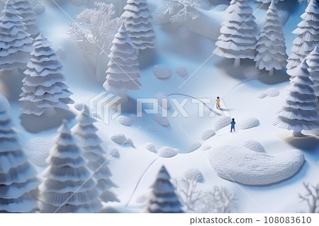 Snow-covered mountain (3D) diorama - Stock Illustration [108083610] - PIXTA
