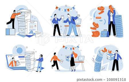 Business chaos. Vector illustration. Employees... - Stock Illustration ...