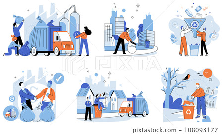 Waste disposal. Vector illustration. By... - Stock Illustration ...