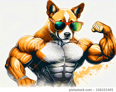 Muscle Dog Cartoon