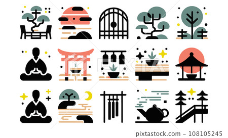 Zen and meditation icon set (generation AI) - Stock Illustration ...