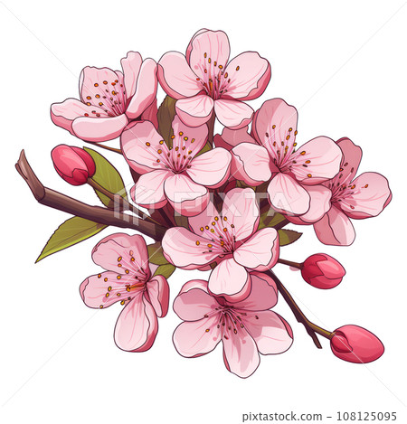sakura flower simple illustration isolated - Stock Illustration ...