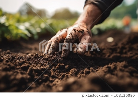 Weathered Hand Touching Rich Black Soil:... - Stock Illustration ...