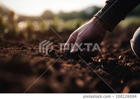 Work in the Fields: Close-up of Hands in Soil,... - Stock Illustration ...