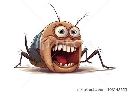 Cartoon scary cockroach on white background - Stock Illustration ...