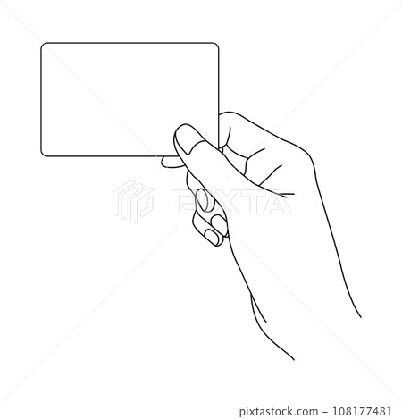 Illustration/line drawing of a hand holding a card - Stock Illustration ...