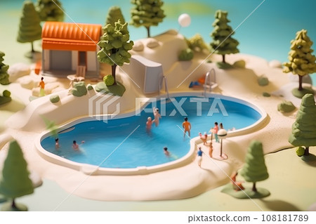 Hotel pool (3D) diorama - Stock Illustration [108181789] - PIXTA